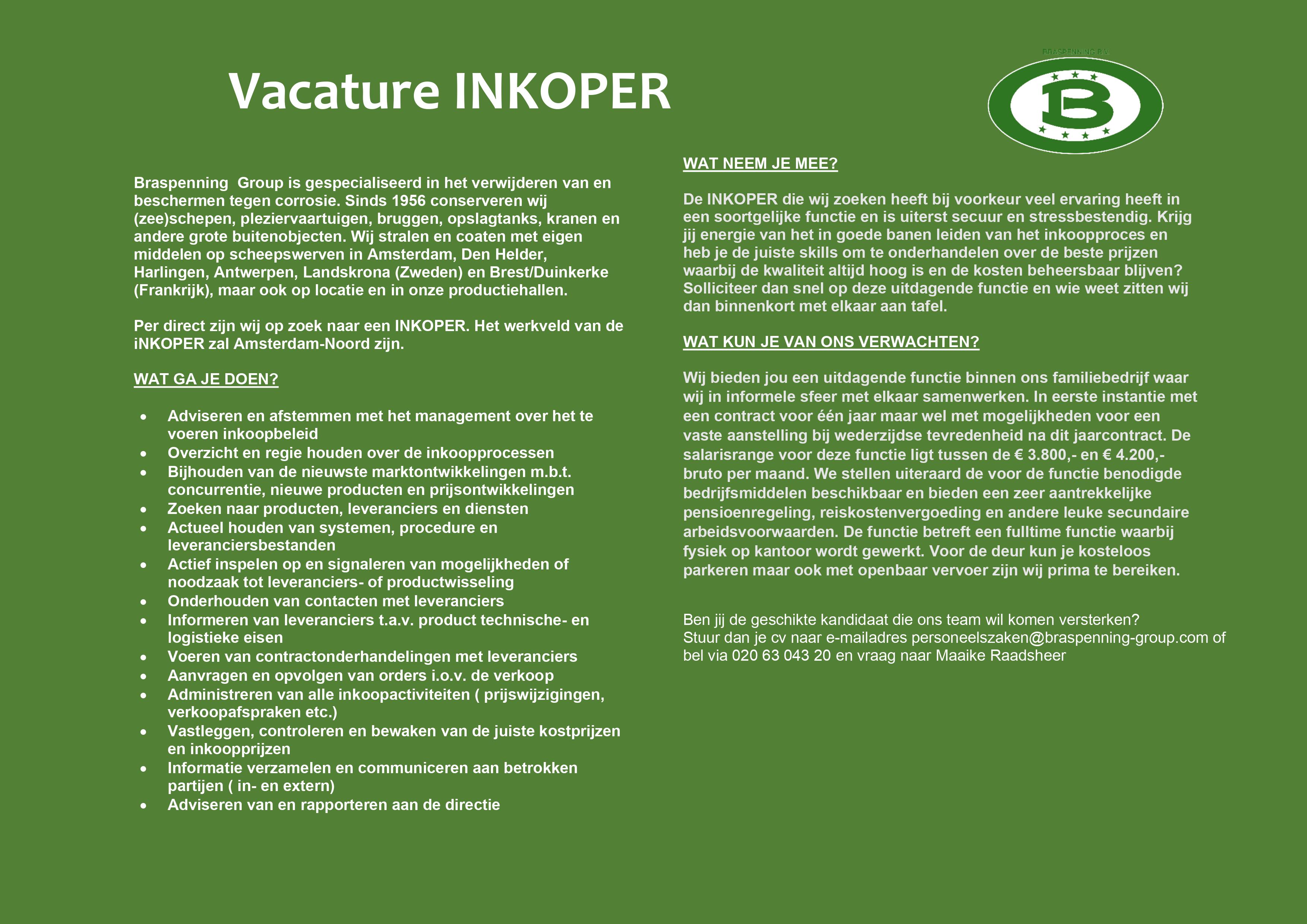 Vacancies at one of the companies of the Braspenning Group